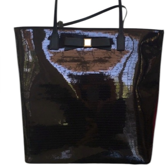 kate spade | Bags | Authentic Black Sequin Kate Spade Bon Shopper ...